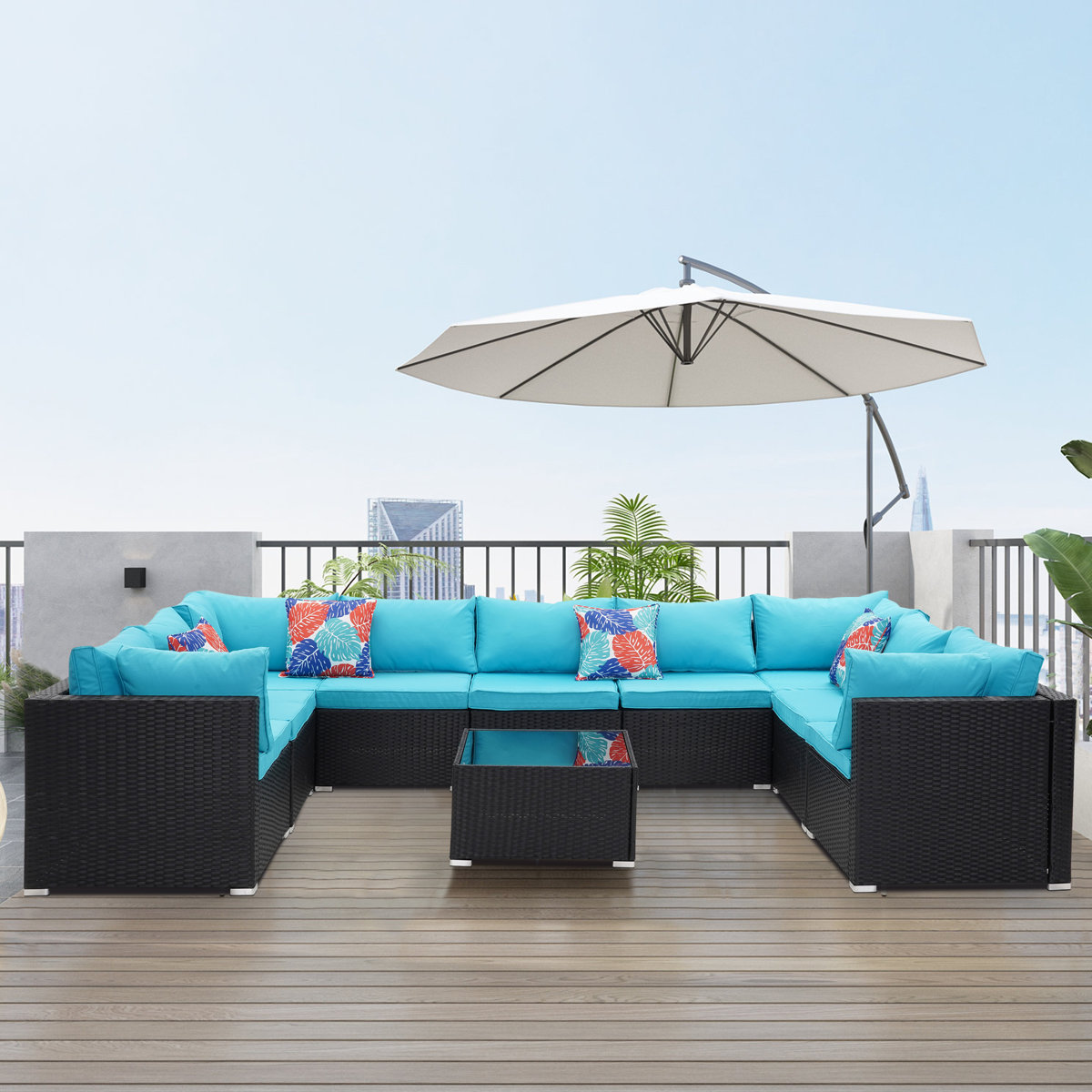 Wade Logan® Apiffany 10 Piece Rattan Sofa Seating Group with Cushions & Reviews | Wayfair
